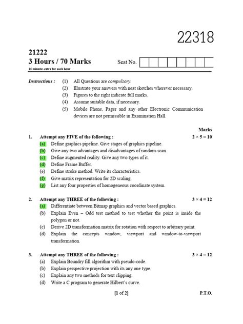 Qp 2 Pdf 2 D Computer Graphics Geometry