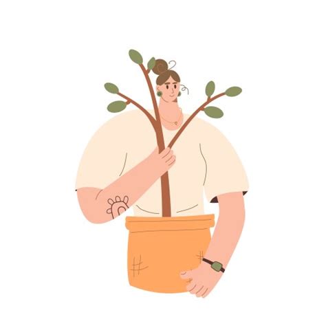 Woman With Plant Gardening Sampling Isolated Vector Image