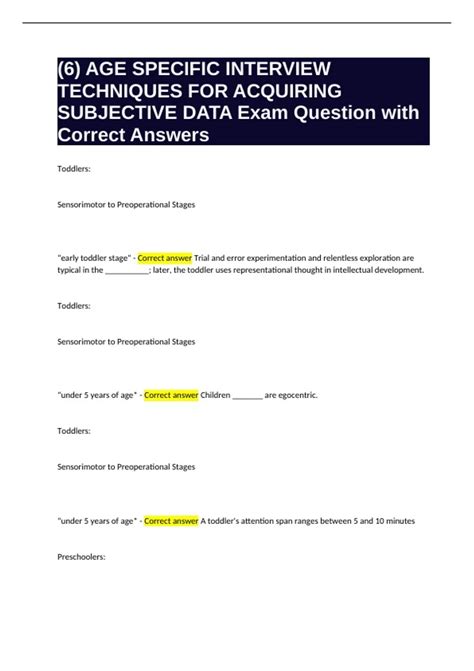 6 Age Specific Interview Techniques For Acquiring Subjective Data Exam Question Wit