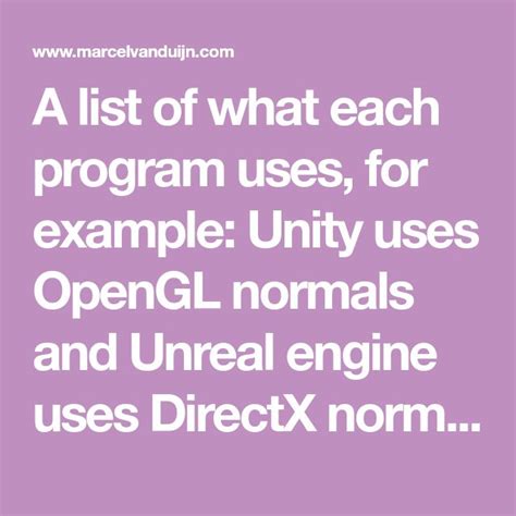 A List Of What Each Program Uses For Example Unity Uses Opengl