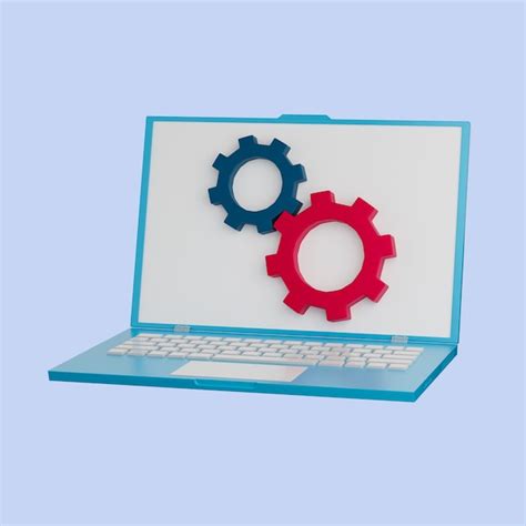 Premium Photo Laptop Computer With Gear Icon On Screen Monitor Creative Concept Idea Web