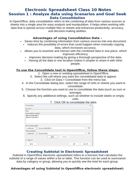 Electronic Spreadsheet Class 10 Notes Unit 2 Pdf Spreadsheet