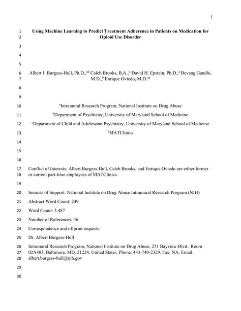 Pdf Using Machine Learning To Predict Treatment Adherence In Patients On Medication For Opioid
