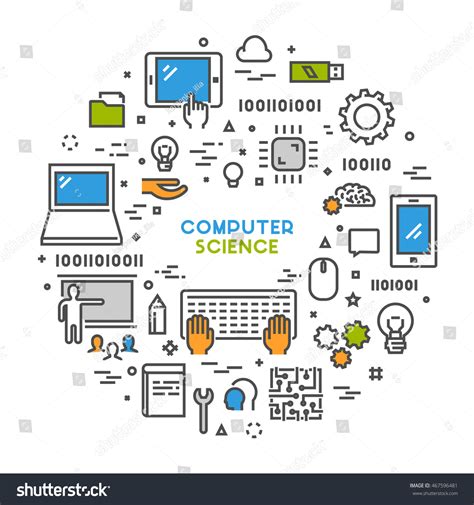 Line Web Concept Computer Science Vector Stock Vector Royalty Free Shutterstock