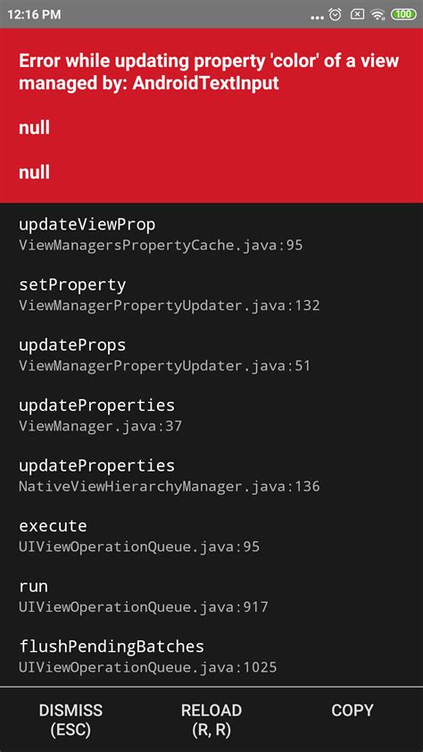 Error While Updating Property Colors Of A View Managed By AndroidTextInput In React Native