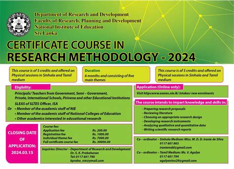 Certificate In Research Development 2024 National Institute Of