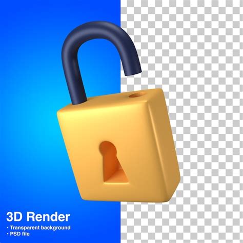 Premium Psd Padlock 3d Render