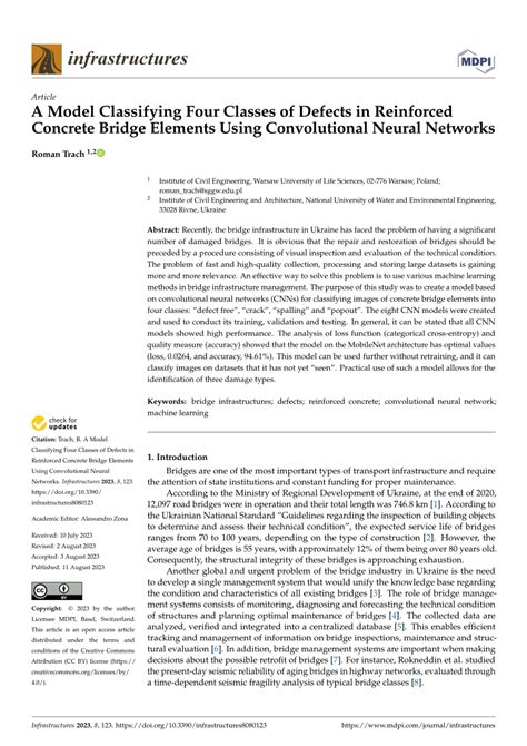 Pdf A Model Classifying Four Classes Of Defects In Reinforced Concrete Bridge Elements Using