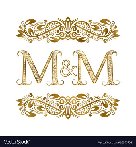 M And Vintage Initials Logo Symbol Letters Vector Image