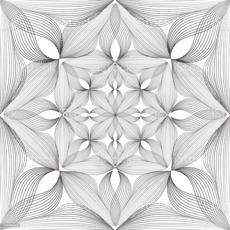 Abstract Seamless Floral Linear Pattern Arabic Line Ornament With Flower Shapes Floral Orient