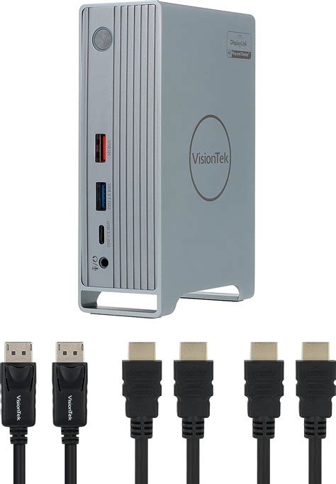 Visiontek Vt7100 Triple Display 4k Usb C Docking Station And Cable Bundle 100w Power