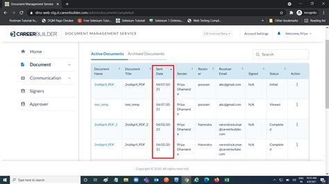 Dms 2309 Completed Sent Forms Data Should Be Sort By Sent Date In Descending Order By Default