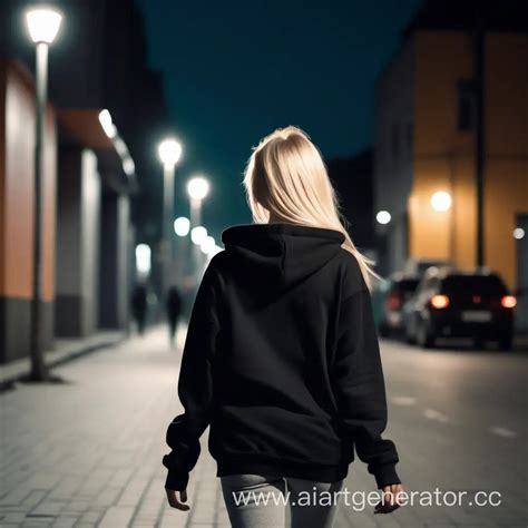 Blonde Girl In Evening Stroll Capturing The Serenity Of A Black