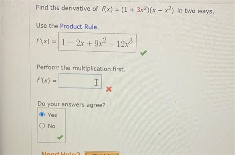 Solved Find The Derivative Of F X 1 3x2 X−x2 In Two