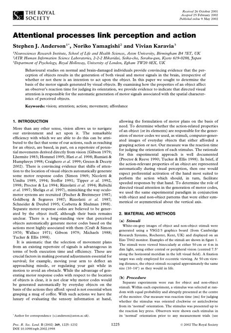 Pdf Attentional Processes Link Perception And Action