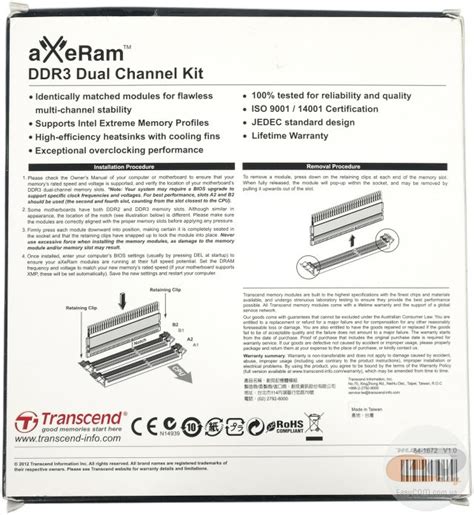 Обзор 8 ГБ двухканального комплекта памяти Ddr3 2400 Transcend Axeram Tx2400kln 8gk Страница 1