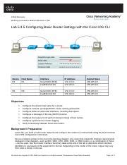 ITN 2 2 Lab Config Basic Router CLI Doc CCNA Discovery Working At A Small To Medium Business