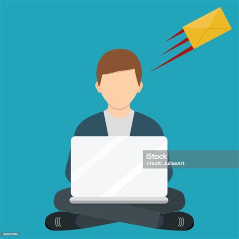 안락의 자에서 노트북으로 작업 프리랜서 남자입니다 프리랜서 직업입니다 평면 디자인입니다 프리랜서는 작동합니다 플랫 디자인의 벡터 일러스트 레이 션 공부에 대한 스톡 벡터