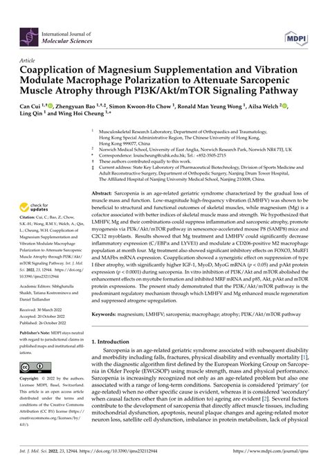 Pdf Coapplication Of Magnesium Supplementation And Vibration Modulate
