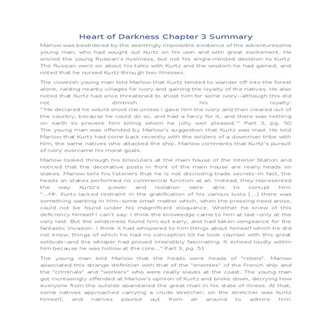 Heart Of Darkness Chapter 3 Summary