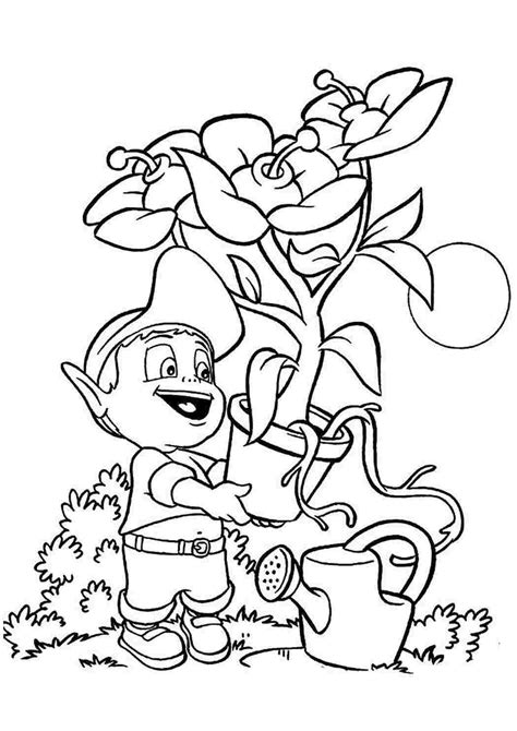 Раскраска цветы Мальчик Мальчик поливает цветы