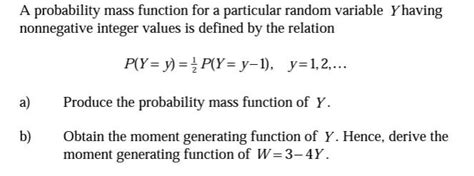 Solved A Probability Mass Function For A Particular Random