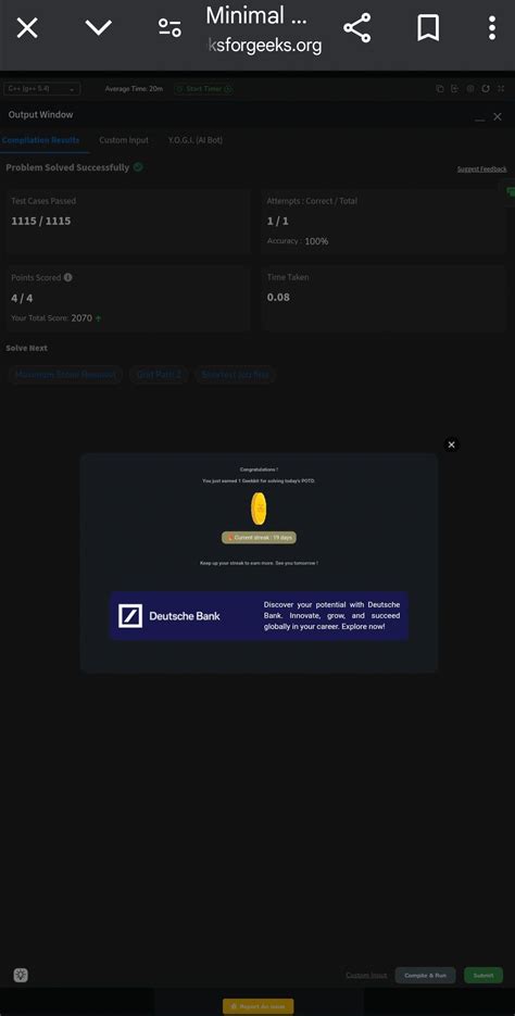 Pratham Dhakad On Linkedin Geekforgeeks Deutsche Day19 21daysofcode Minimalcost Problem