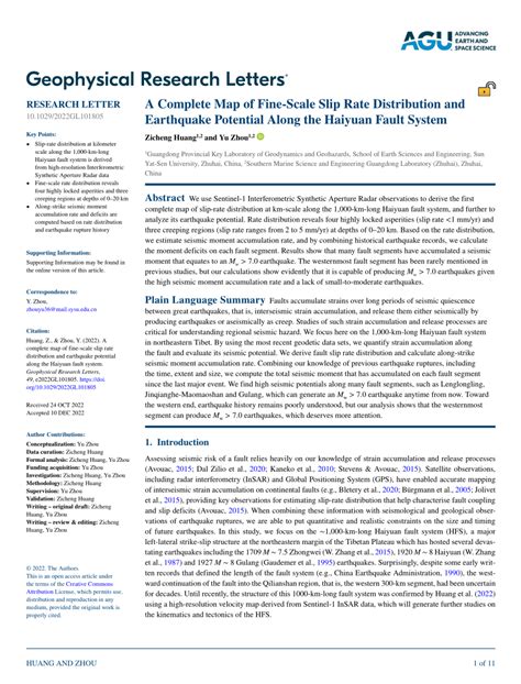 Pdf A Complete Map Of Fine‐scale Slip Rate Distribution And Earthquake Potential Along The