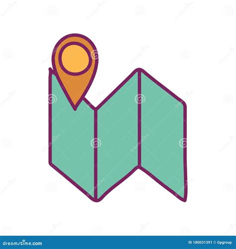 Isolated Gps Mark And Map Line And Fill Style Icon Vector Design Stock