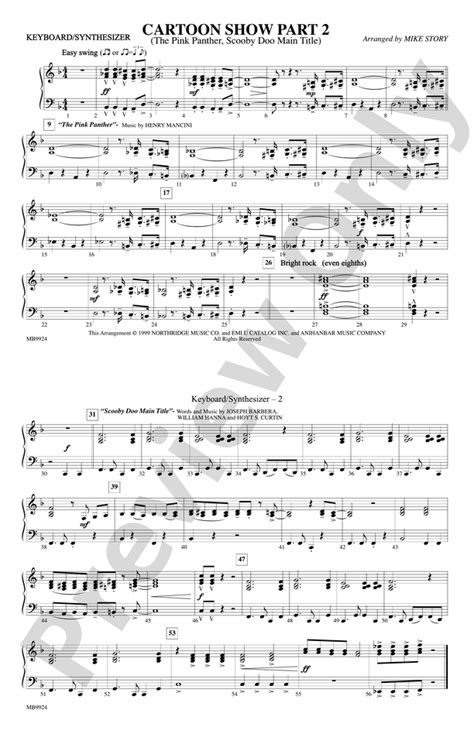 Cartoon Show Part 2 Keyboard Synthesizer Keyboard Synthesizer Part Digital Sheet Music Download