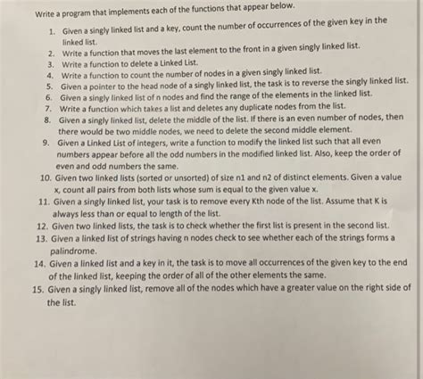 Solved Write A Program That Implements Each Of The Functions