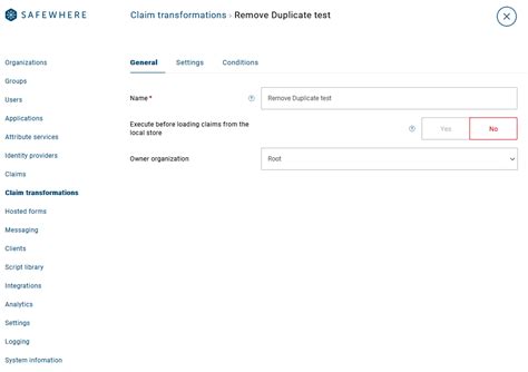 remove duplicate claims transformation