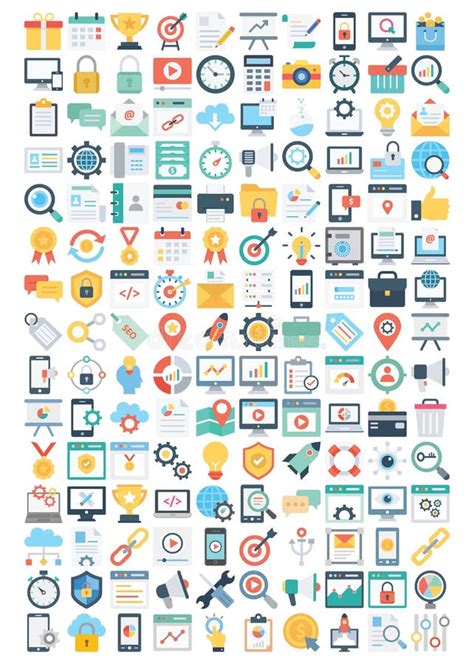 Web Design And Development Isolated Vector Icons Set Editable Stock