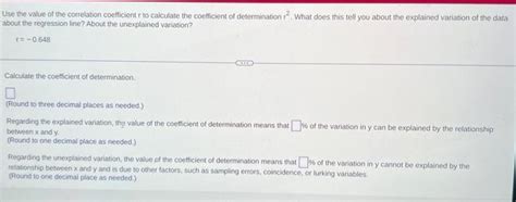 Solved Use The Value Of The Correlation Coefficient R To Chegg