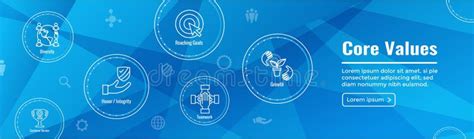 Core Values Icon Set And Web Header Banner Showing Icons Of Core Values