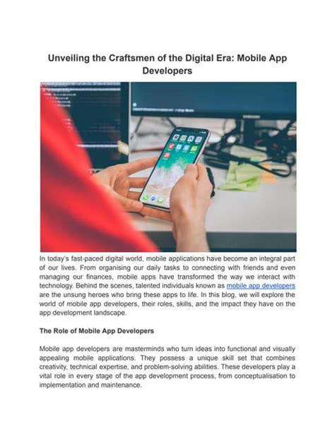 Unveiling The Craftsmen Of The Digital Era Mobile App Developers Pdf