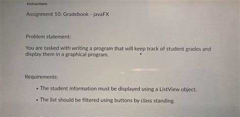 Solved Instructions Assignment 10 Gradebook Javafx