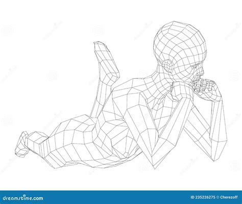 Wireframe Girl Lies In A Pose Stock Illustration Illustration Of