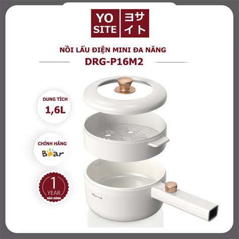 Nồi điện Mini đa Năng Bear 1 6l 3l Kèm Xửng Hấp Nồi Lẩu điện Mini Nồi Nấu Lẩu Xào Chiên Rán