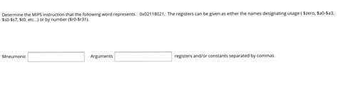 Solved Determine The MIPS Instruction That The Following Chegg Com