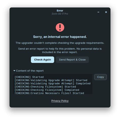 Zorin Upgrader Sorry An Internal Error Happened Installing Zorin