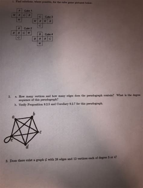 Solved 1 Find Solutions Where Possible For The Cube Game Chegg Com