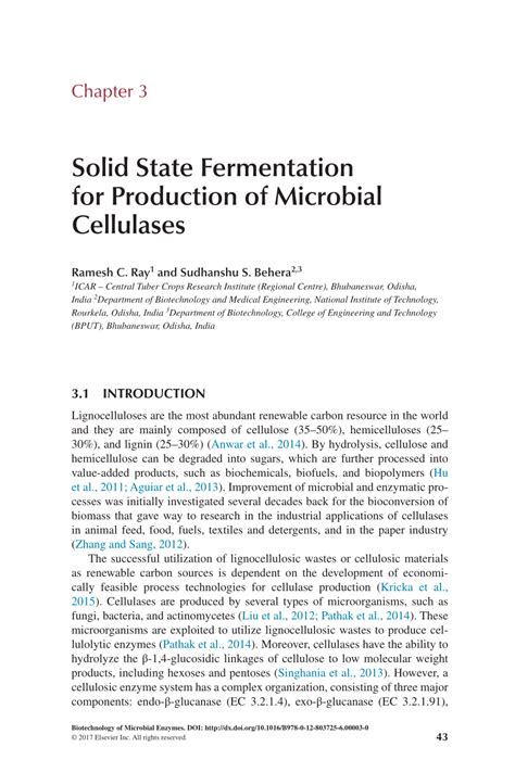 Pdf Solid State Fermentation For Production Of Microbial Cellulase An Overview