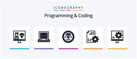 Programming And Coding Line Filled 5 Icon Pack Including Develop Cloud