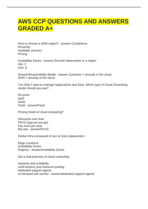 AWS CCP QUESTIONS AND ANSWERS GRADED A CCP Stuvia US