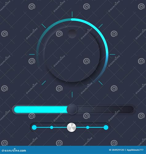 Neumorph Ui Kit With Volume Knob And Slider Dark Color Set Workflow