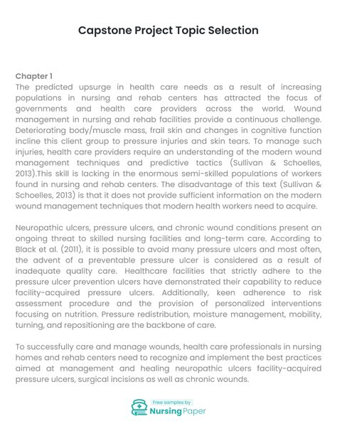 Capstone Project Topic Selection Essay [1325 Words] Nursing Paper