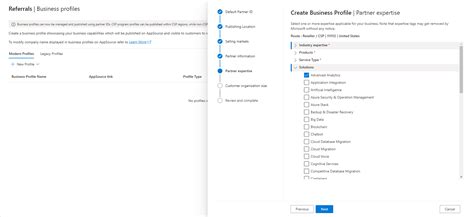 Create A Business Profile New Experience Partner Center Microsoft