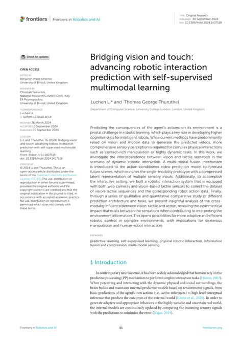 Pdf Bridging Vision And Touch Advancing Robotic Interaction Prediction With Self Supervised