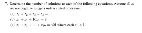 Solved Determine The Number Of Solutions To Each Of The